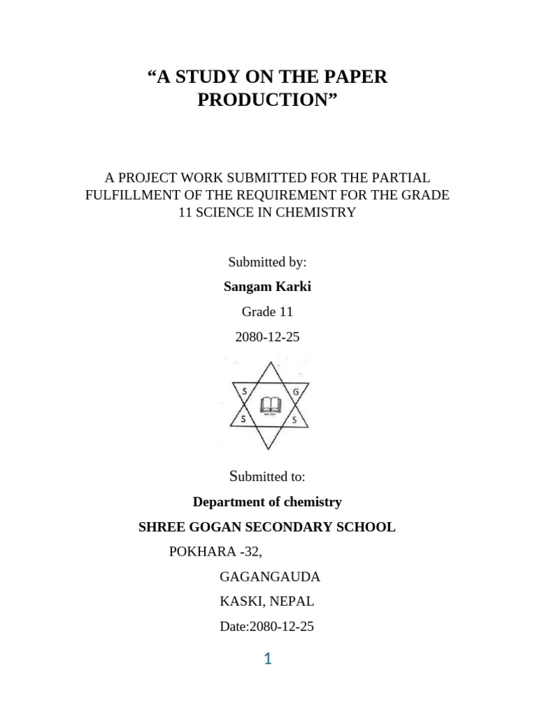 A STUDY ON THE PAPER PRODUCTION-output | PDF | Pulp (Paper) | Paper