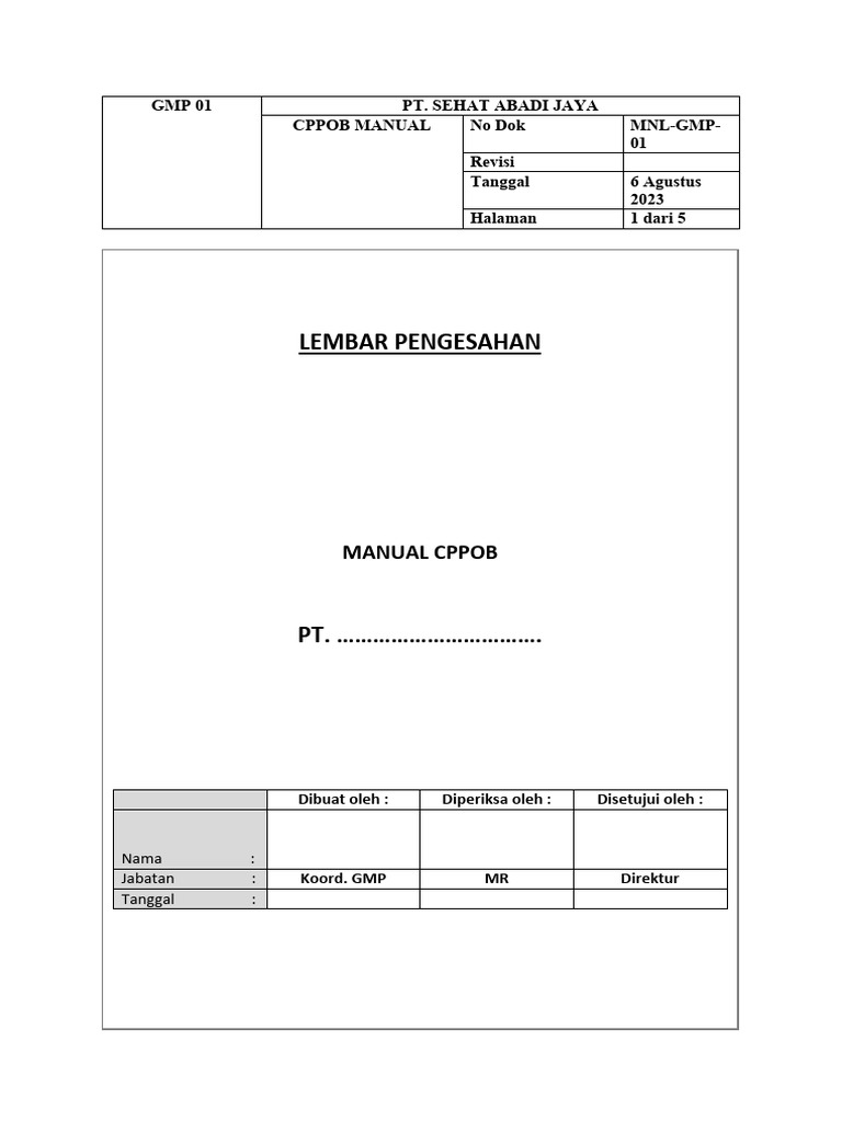 09 Desain Manual GMP | PDF