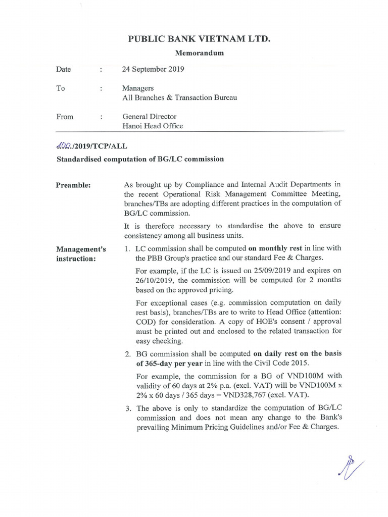 Standardised Computation BGLC Commission | PDF
