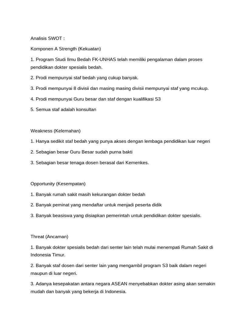 Analisis SWOT | PDF | Karier & Perkembangan | Sains & Matematika