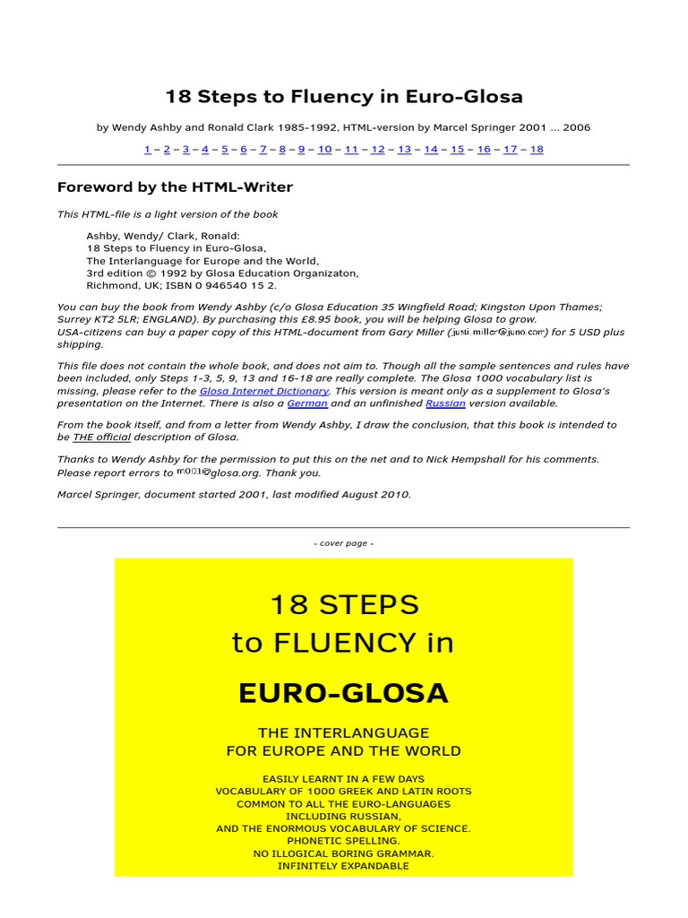 Idioma Glosa A Full Grammar in 18 Lessons | PDF | English Language ...