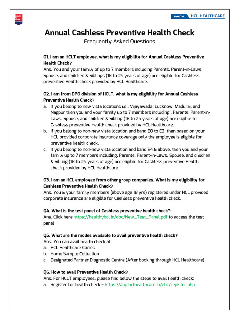 Health Check Faq (1) | PDF | Health Care