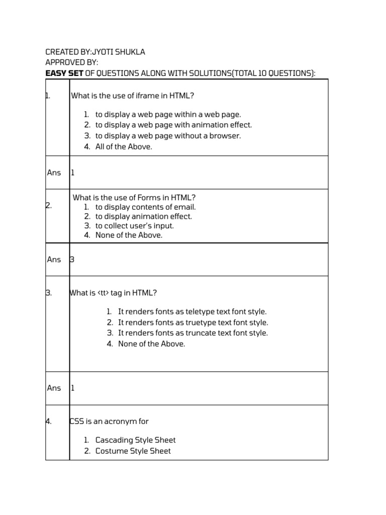 Web Designing Basic Model QP | PDF | Html | World Wide Web