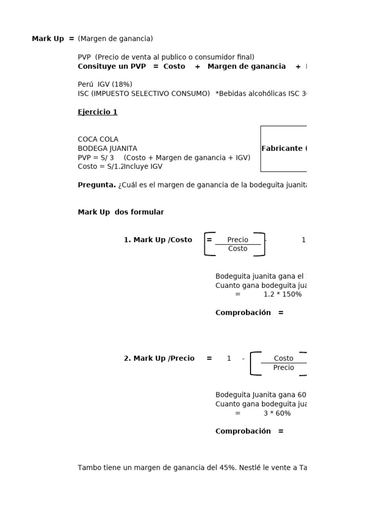 Excel Mark Up | PDF | Bebida