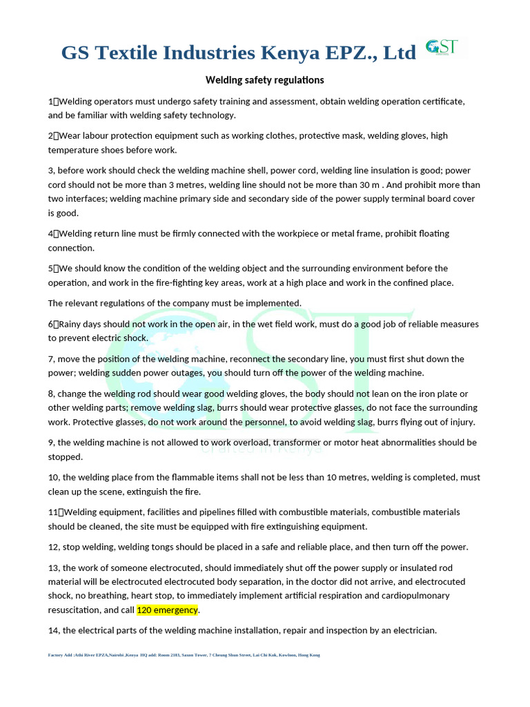 Welding Safety Regulations for Operators | PDF | Welding | Construction