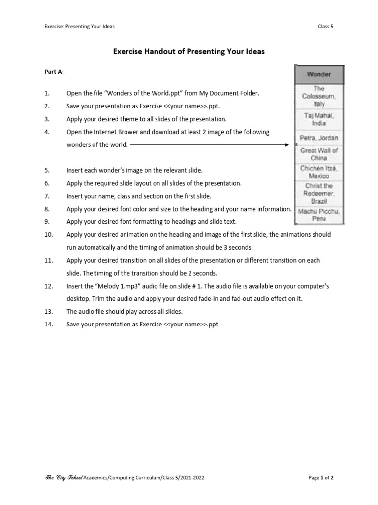 Presentation Handout Exercise Guide | PDF | Microsoft Power Point ...