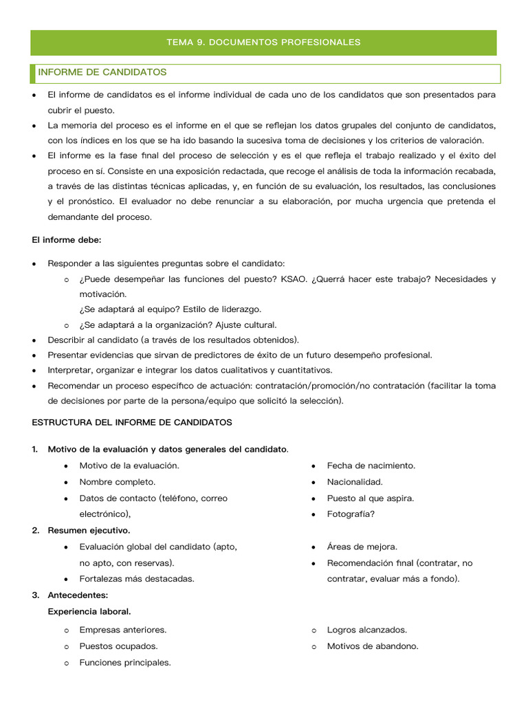 TEMA 9 - Elaboración de Documentos Profesionales | PDF | Evaluación