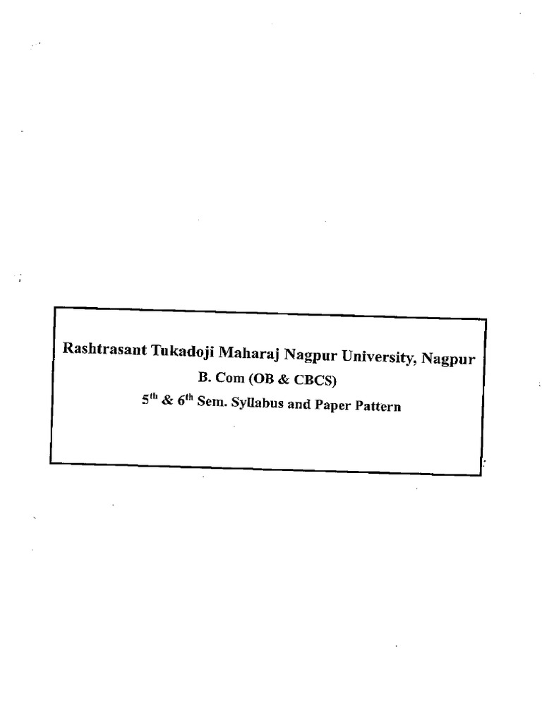 B Com (OB & CBCS) Final Year Syllabus | PDF