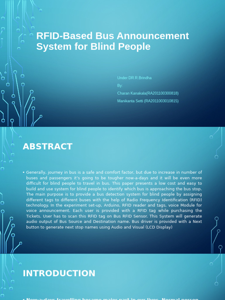 RFID-Based Bus Announcement System For Blind People Review 2 | PDF ...