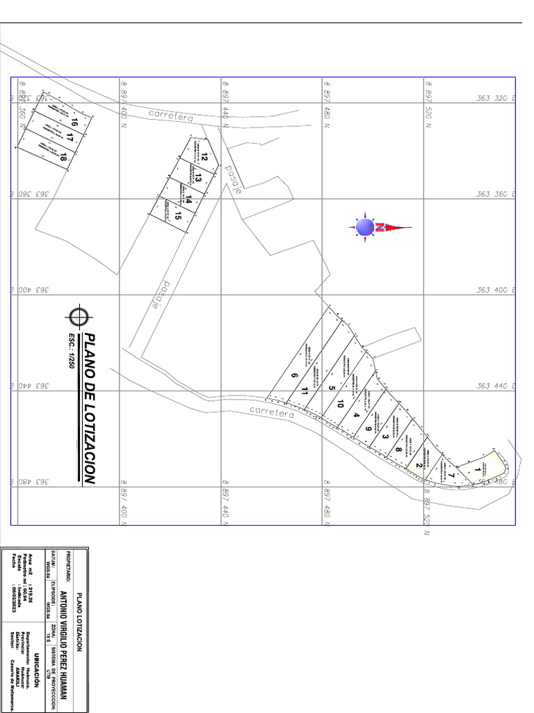 Plano de Lotizacion y Cuadro de Coordenadas Plano Planta A0 | PDF