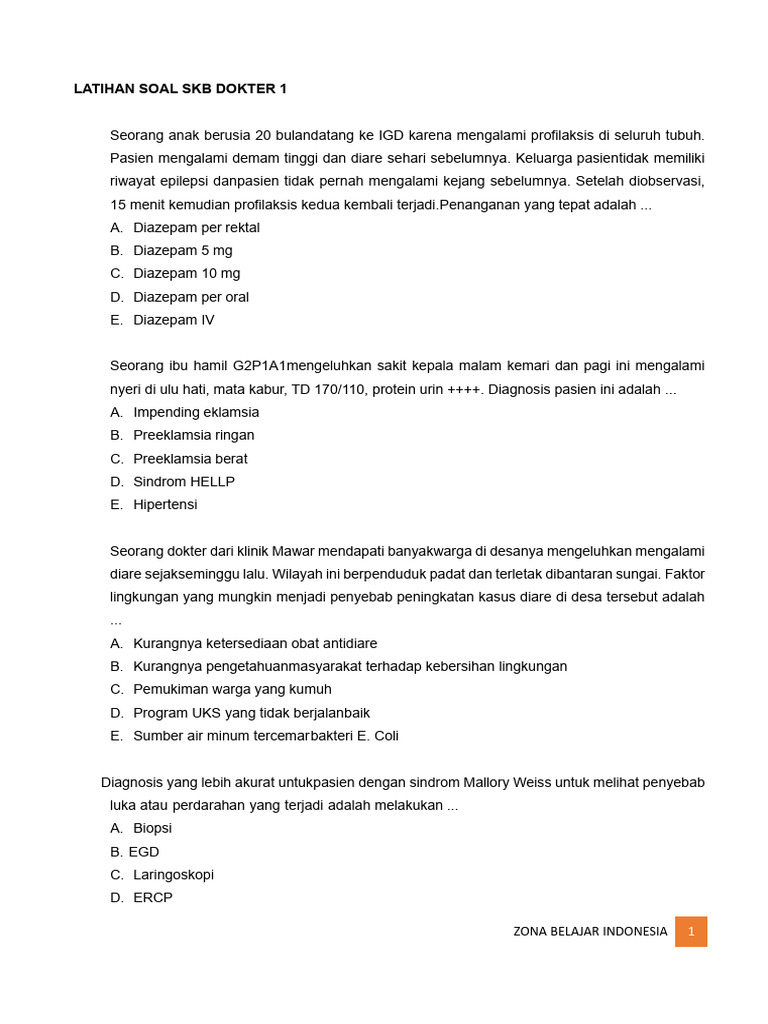 Latihan Soal SKB Dokter 1 | PDF