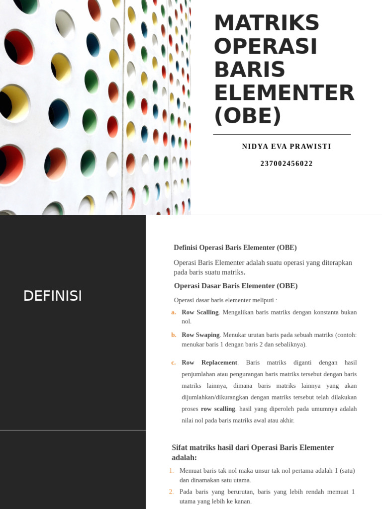 OBE Matriks 4x4 - PPT | PDF