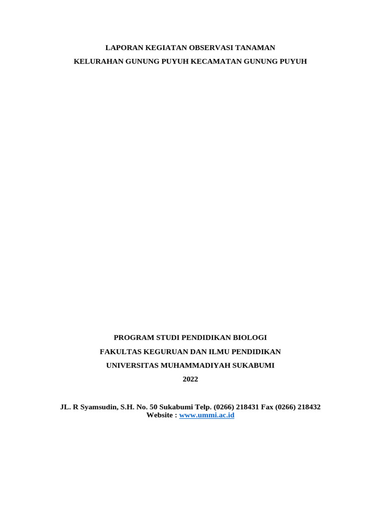 Laporan Kegiatan Observasi Tanaman | PDF