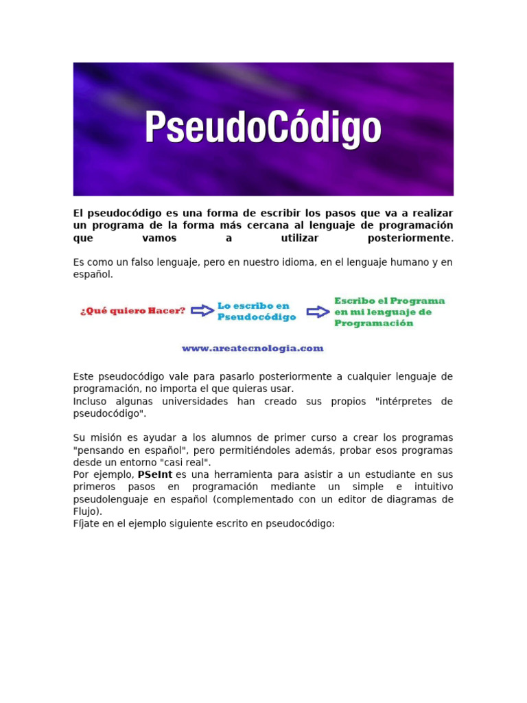 Pseudocódigo | PDF | Programación de computadoras | Lenguaje de programación