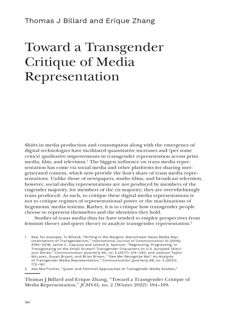Transgender Media Representation Critique | PDF | Sociology | LGBTQIA+ ...