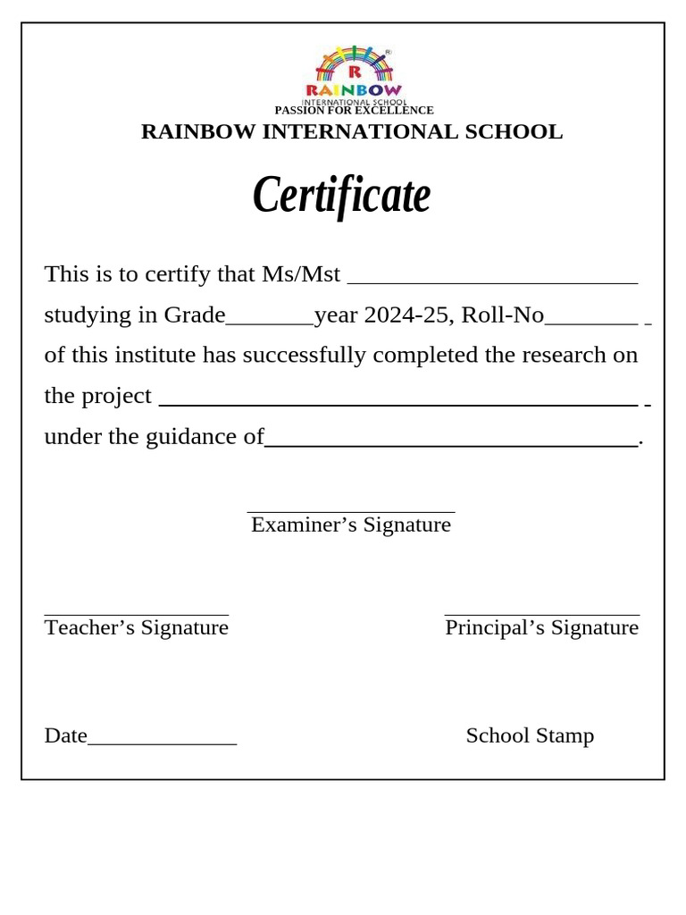 Certificate Gr11-12 Project | PDF