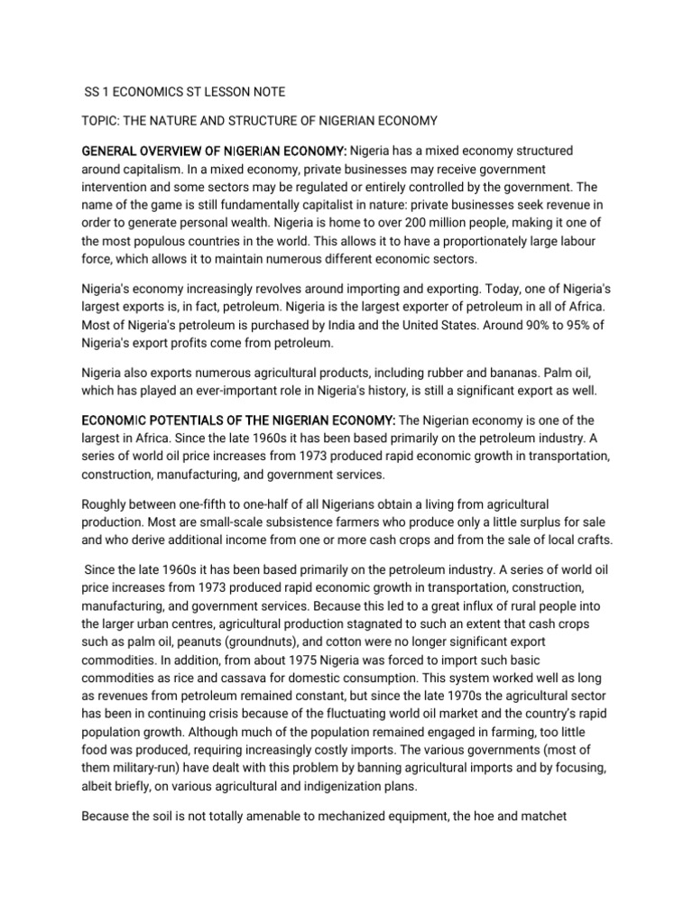 Nigerian Economy Structure Overview | PDF | Nigeria | Agriculture