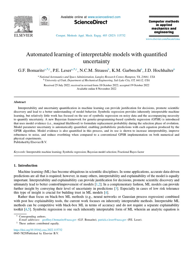 Automated Learning of Interpretable Models With Quantified Uncertainty | PDF | Bayesian ...