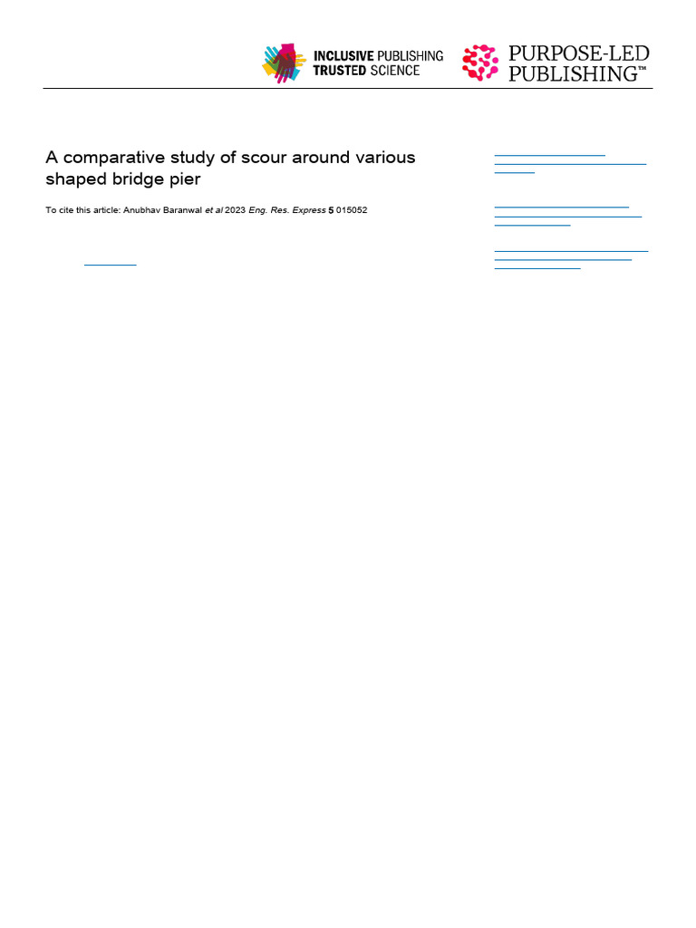A Comparative Study of Scour Around Various Piers | PDF | Vortices ...