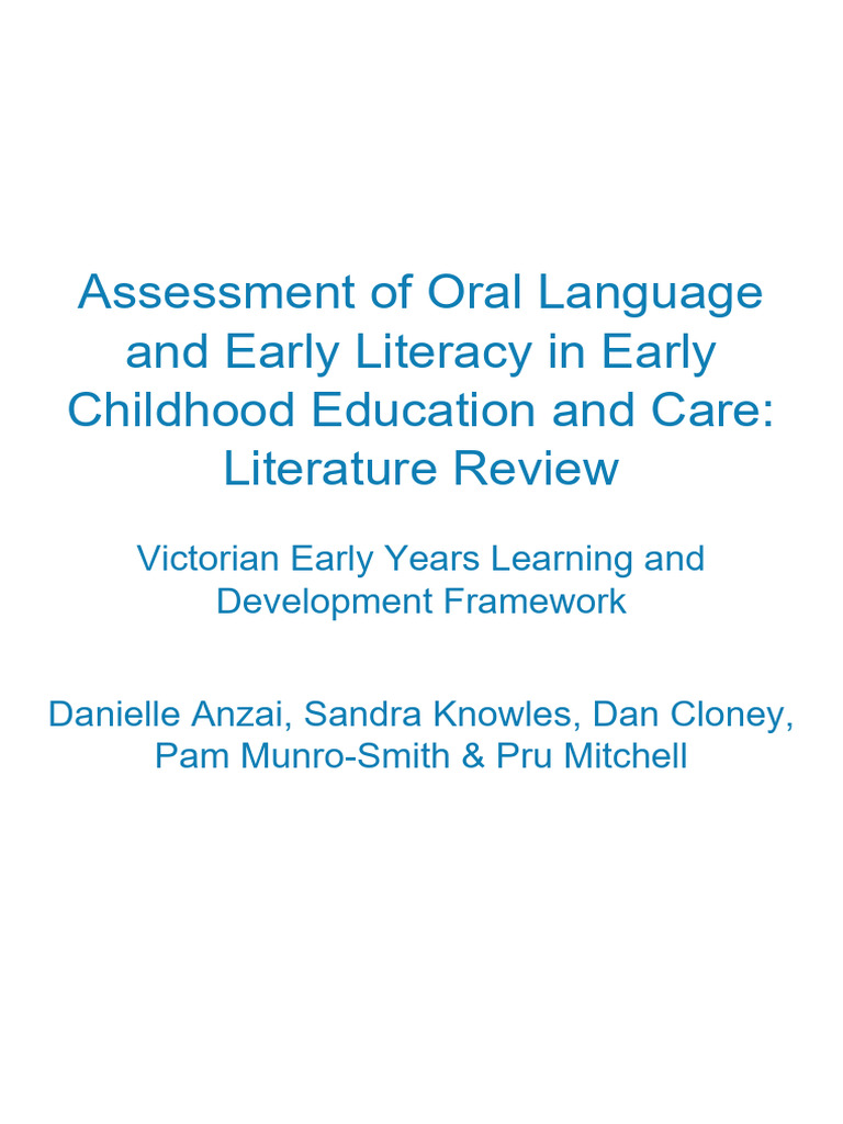 Assessment of Oral Language and Early Literacy in Early Childhood | PDF ...