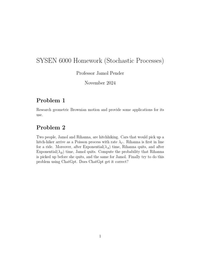 Systems 6000 Homework 1-3 | PDF | Young Adult