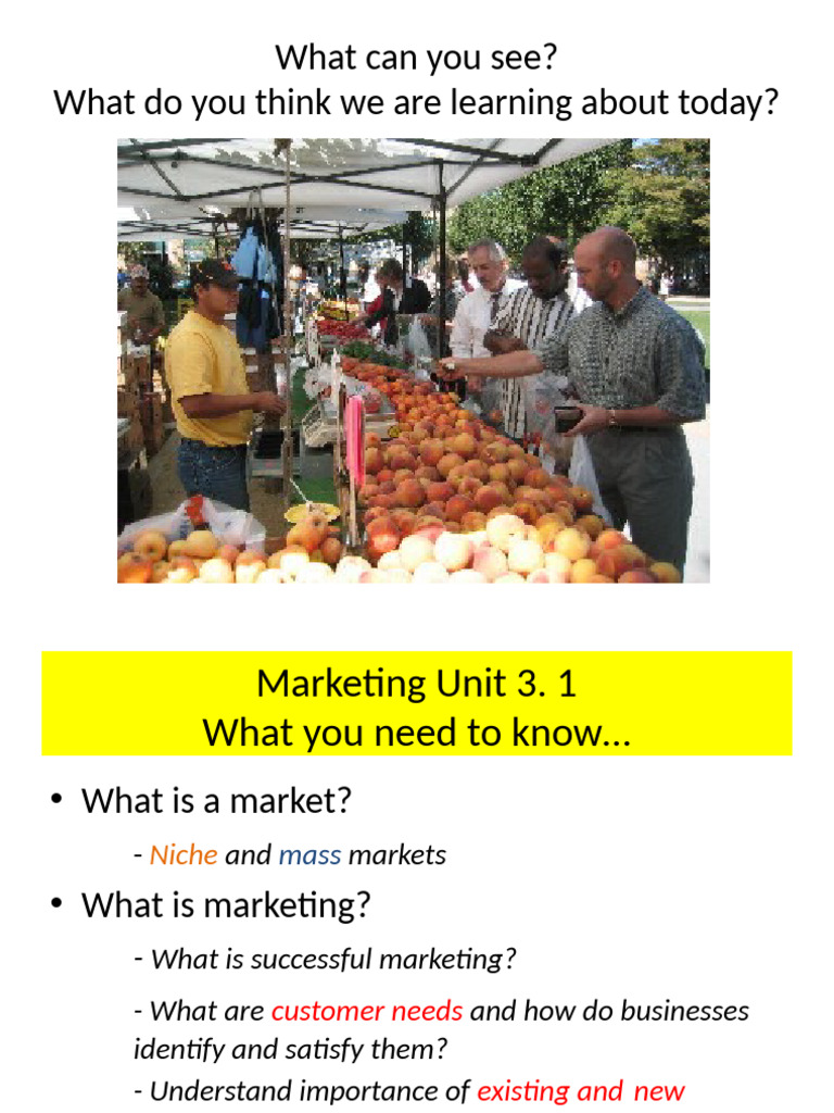 Marketing Unit 3.1 Part 1 - 1 | PDF | Marketing | Market (Economics)