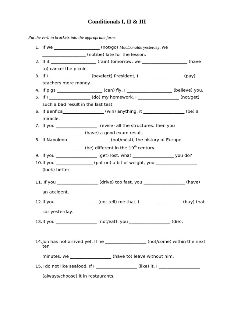 Conditionals 1, 2 & 3 | PDF | Computers | Technology & Engineering