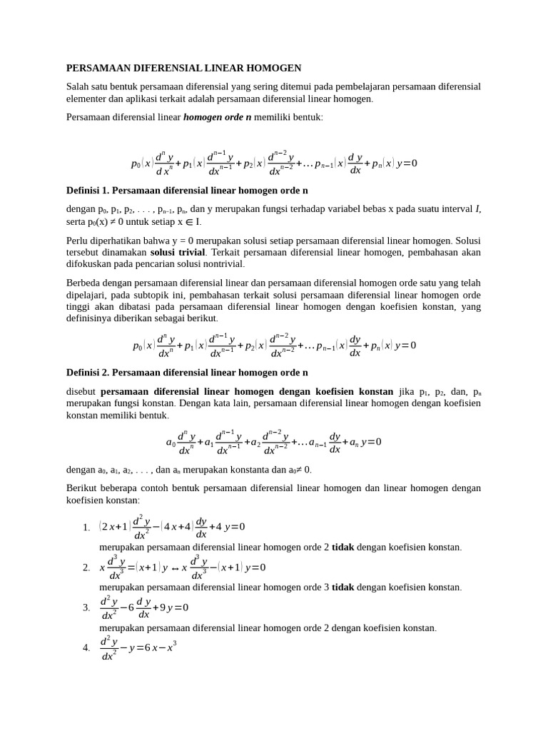 Persamaan Diferensial Linear Homogen | PDF