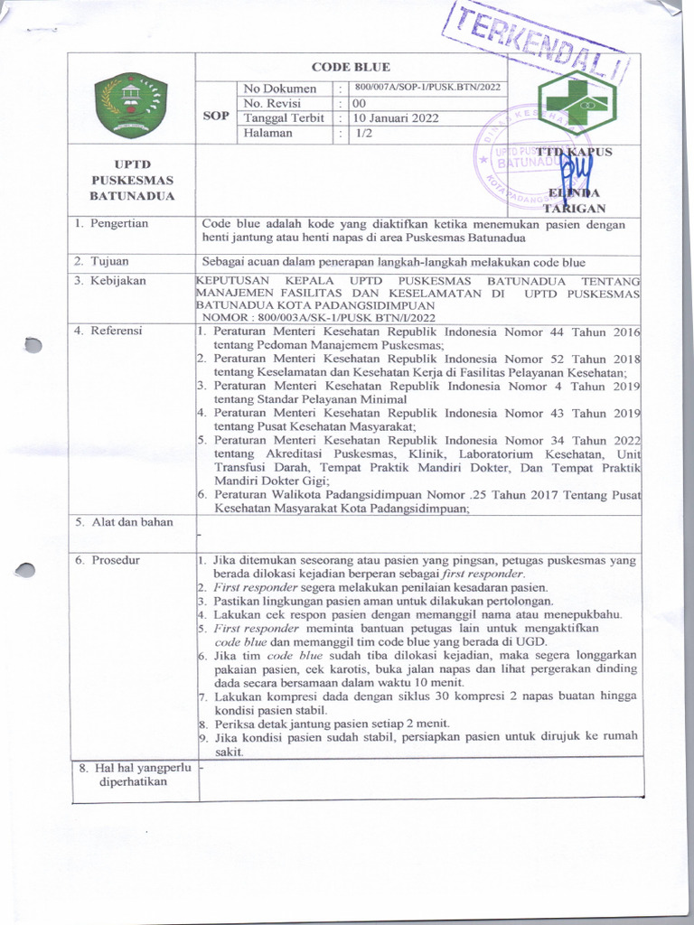 Sop Code Blue | PDF