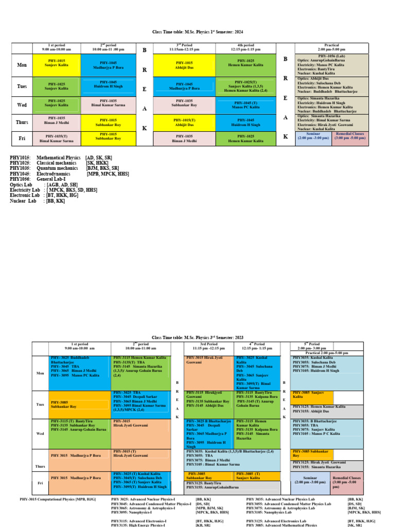 Class Routine 1st & 3rd - 2024 - v1 | PDF | Physics | Atomic