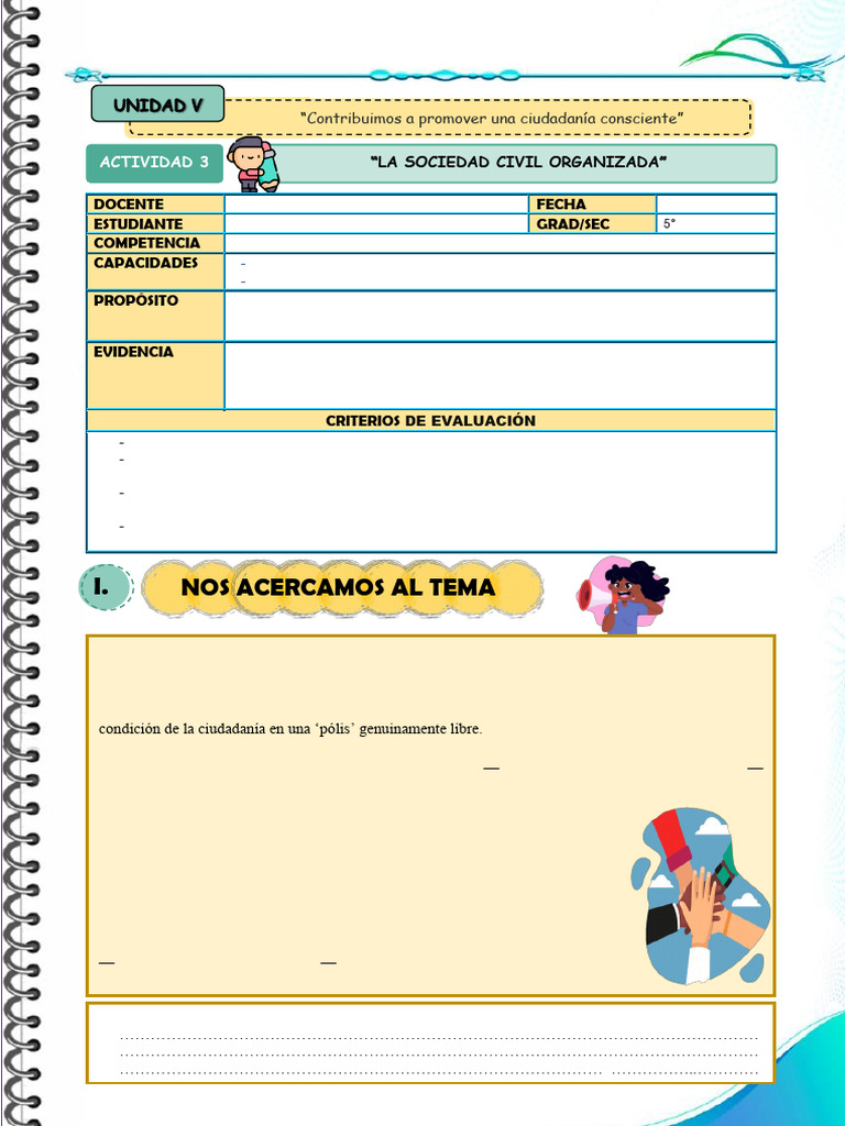 5° DPCC - Actv.03-Uni.5 2024 | PDF | Sociedad civil | Organización no gubernamental