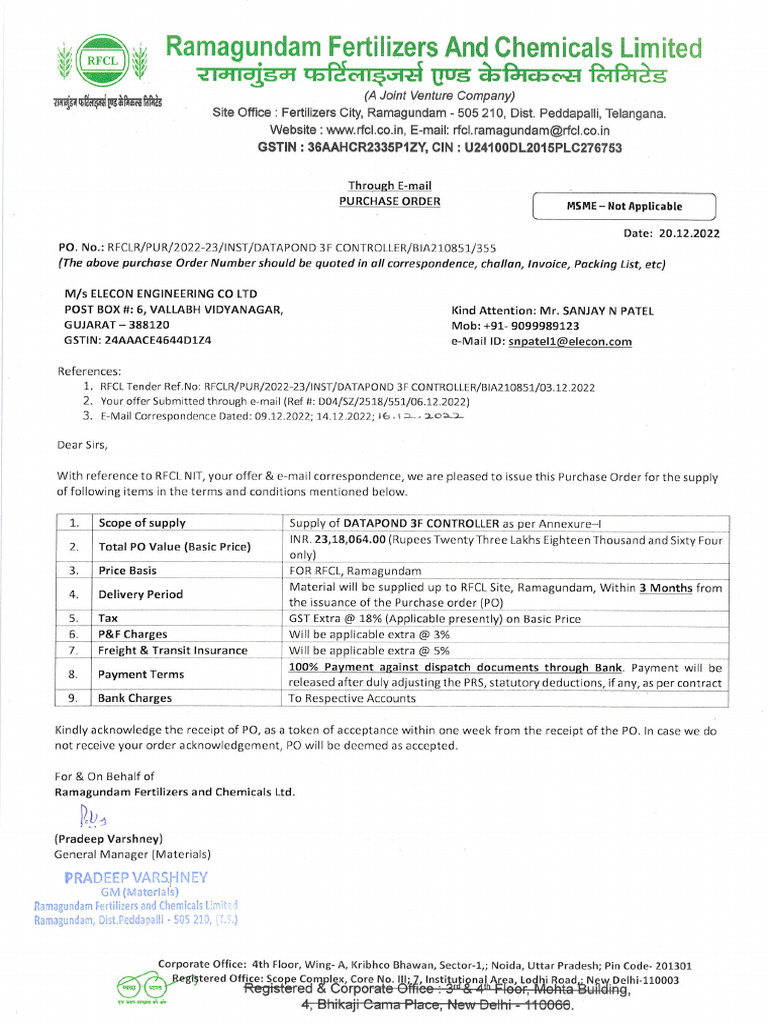 6.PO 355 ELECON ENGINEERING BIA210851 - Datapond | PDF