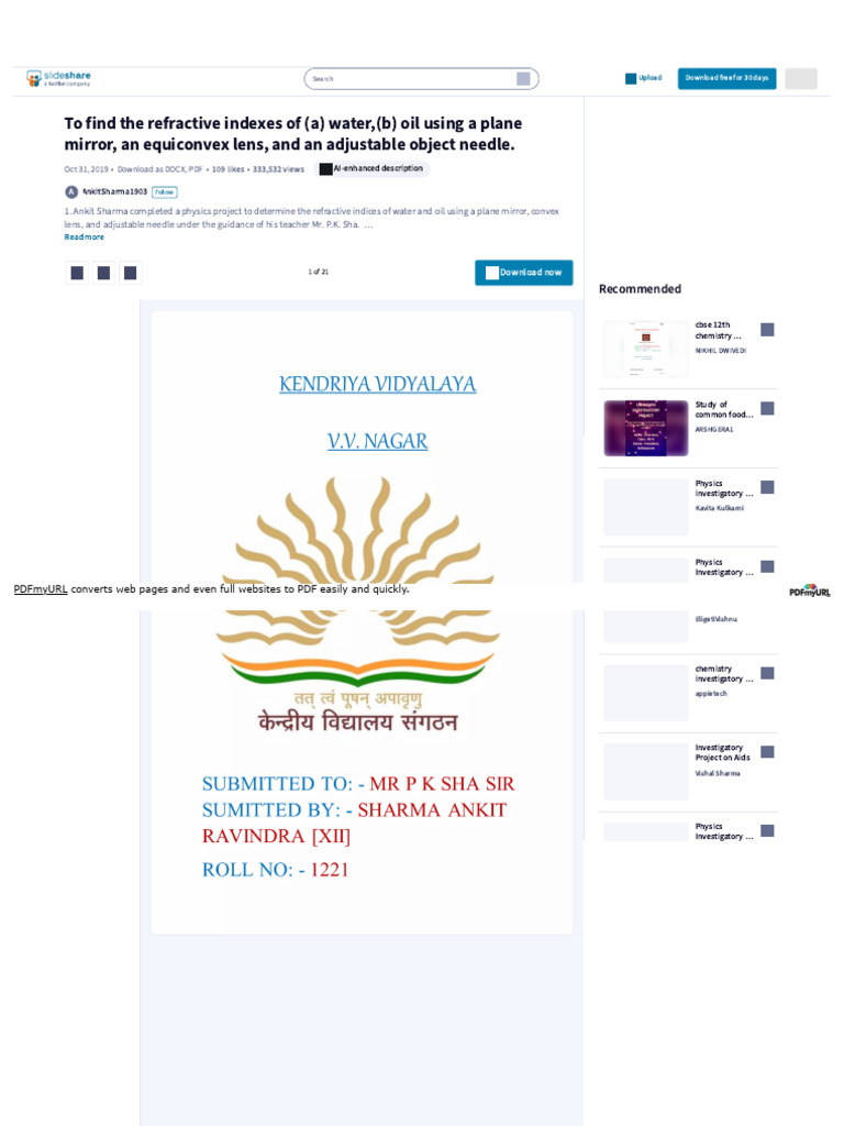 Slideshow - To Find The Refractive Indexes of A Waterb Oil Using A ...