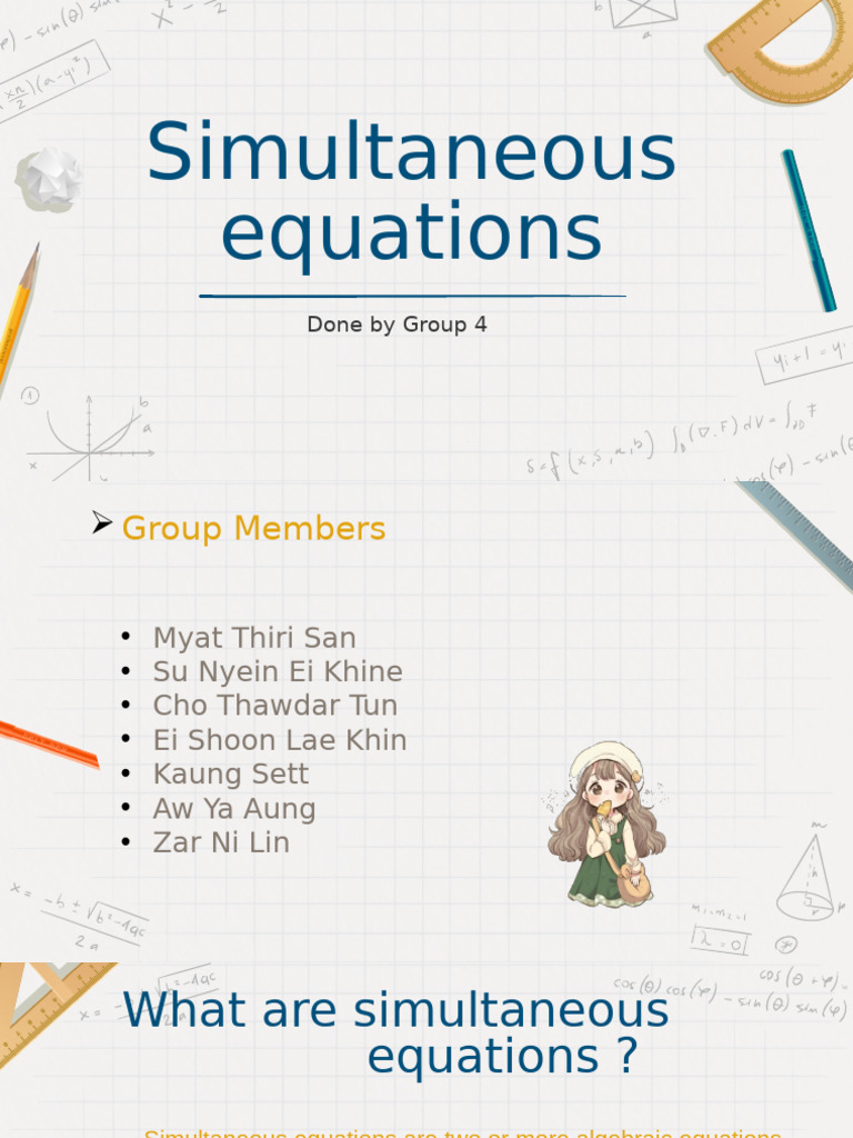 Simultaneous Equations | PDF | Teaching Methods & Materials | Science ...