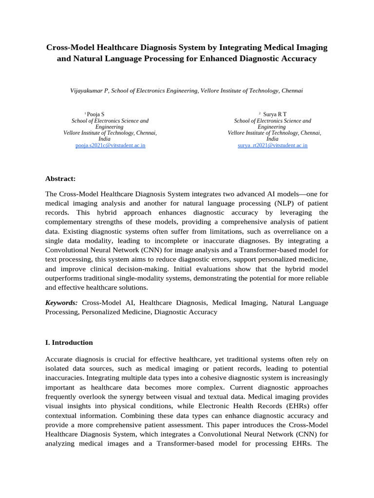 Cross-Model Healthcare Diagnosis System by Integrating Medical Imaging ...