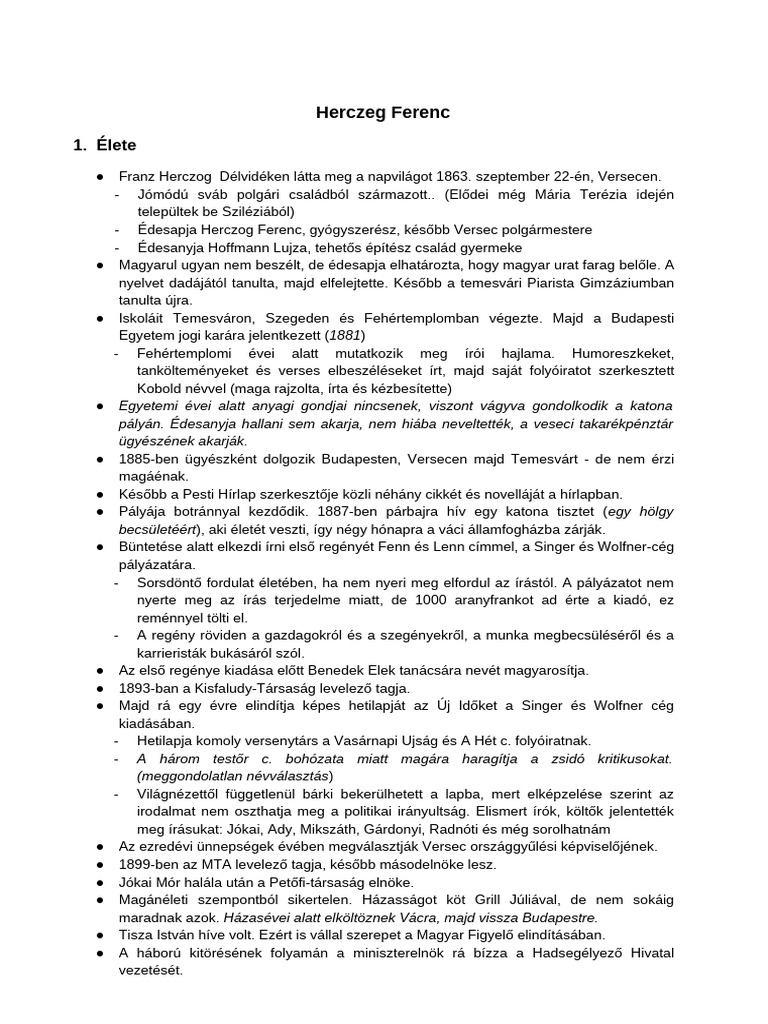 Herczeg Ferenc | PDF