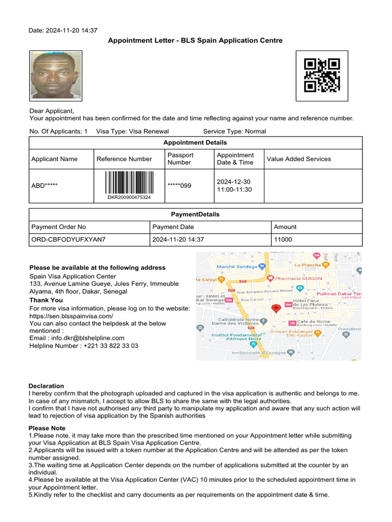 BLS Spain Visa Renewal Appointment Confirmation | PDF | Government And ...
