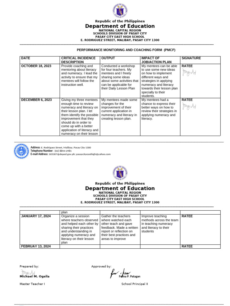 Supervisory Plan Template-PCEHS-SHS-FILIPINO-1ST-SEM-2024-2025 | PDF ...