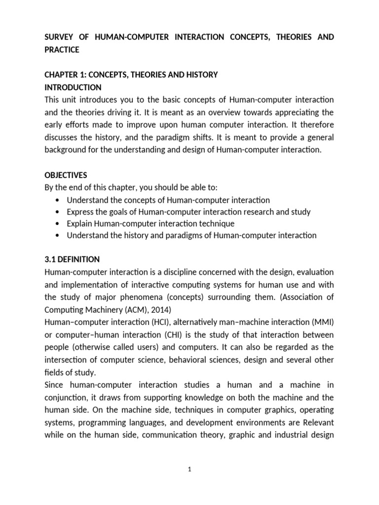 CSC 203 Human Computer Interaction Chapter 1 | PDF | Human–Computer Interaction | Computing