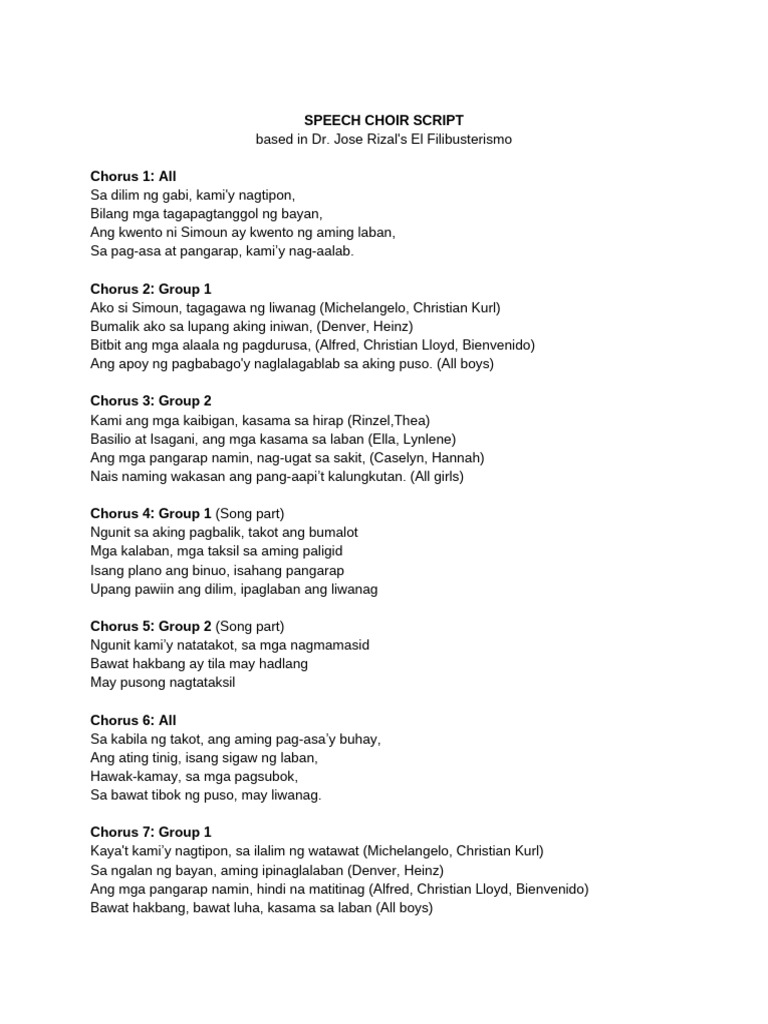 Speech Choir Script Revised 1 | PDF