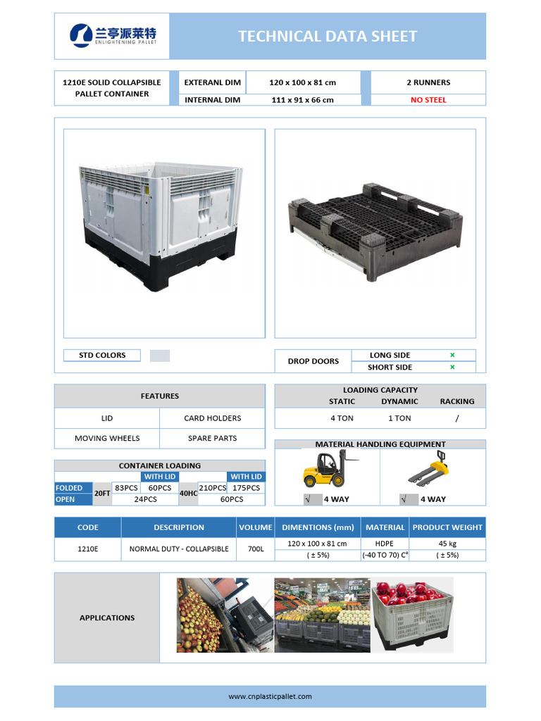 1210FE Collapsible Box Solid Wall Type - Data Sheet | PDF