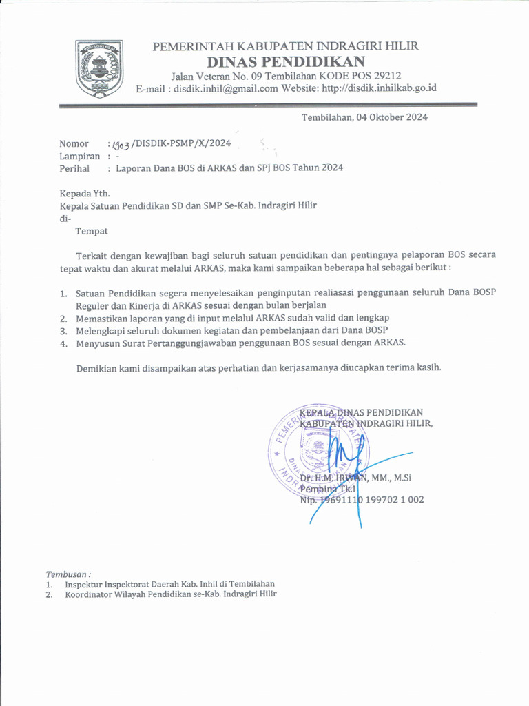 Laporan Arkas Dan SPJ BOS 2024 | PDF