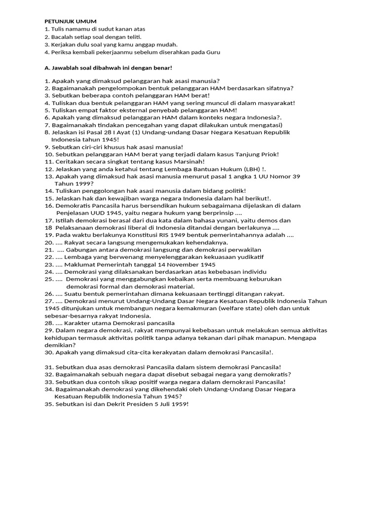 Soal Ulangan PKN Kelas 11 | PDF | Politik