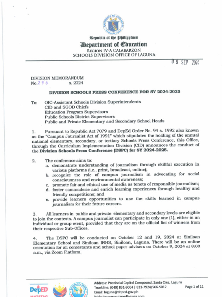 DM295s2024 DIVISION SCHOOLS PRESS CONFERENCE FOR SY 2024 2025 | PDF
