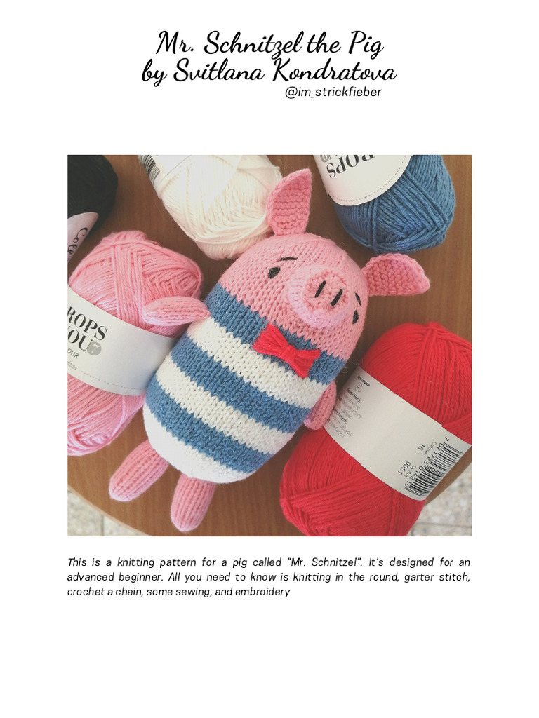 Mr. Schnitzel The Pig ENG | PDF | Knitting | Crochet