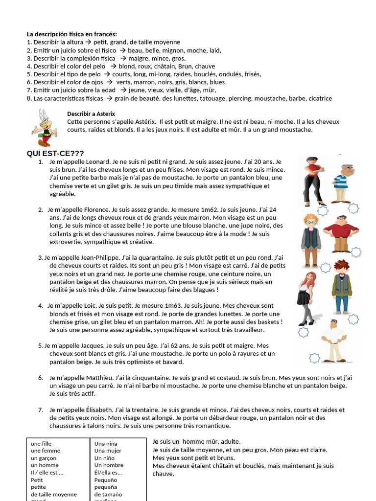 Description physique en français | PDF | Arts du langage et discipline