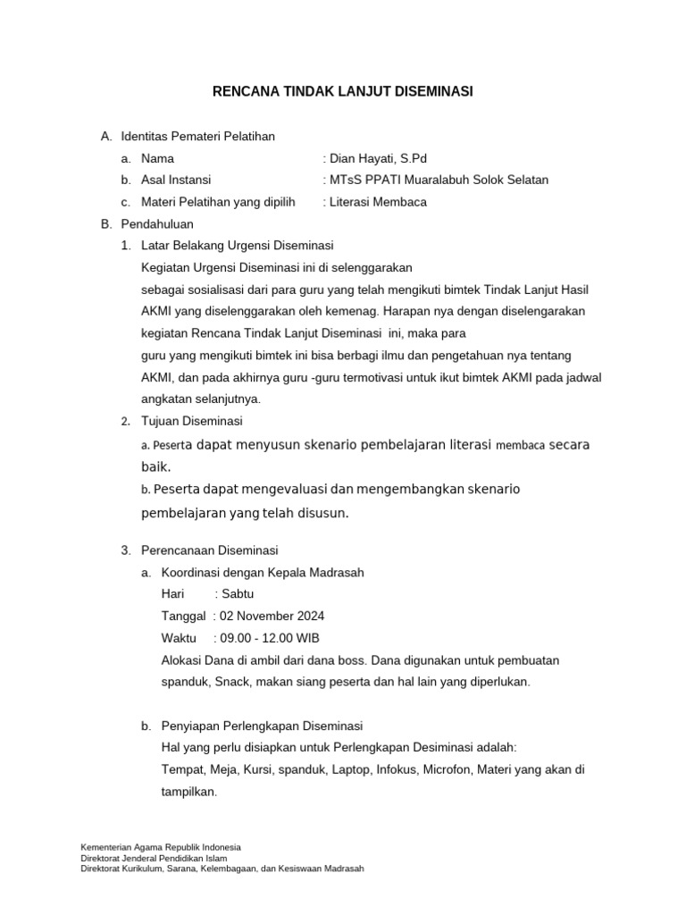 RTL Desiminasi DIAN HAYATI, S.PD | PDF