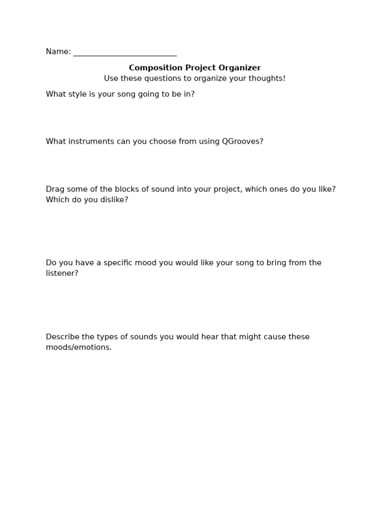 1.7 Composition Project Outline 5B | PDF