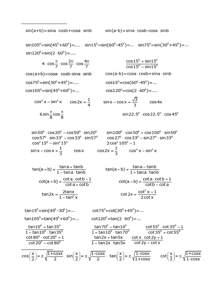 Sum and Difference Formulas | PDF | Elementary Mathematics ...