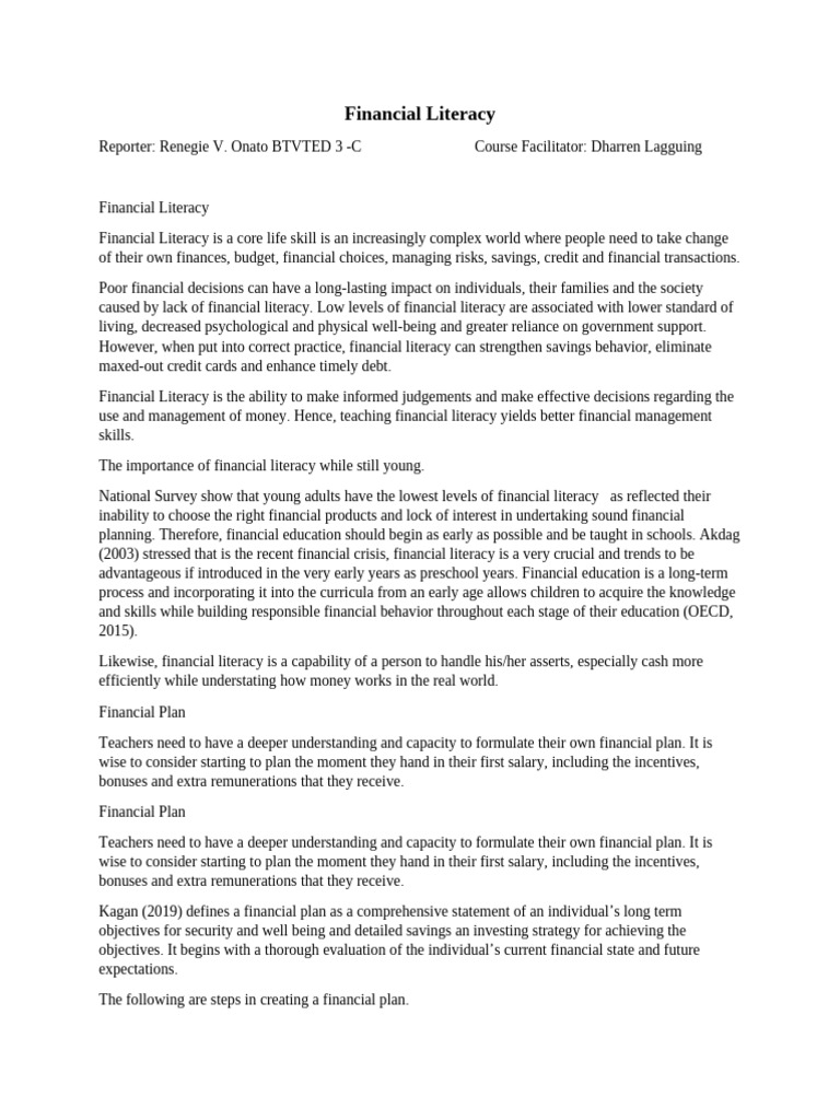 Essential Guide to Financial Literacy | PDF | Investing | Financial ...